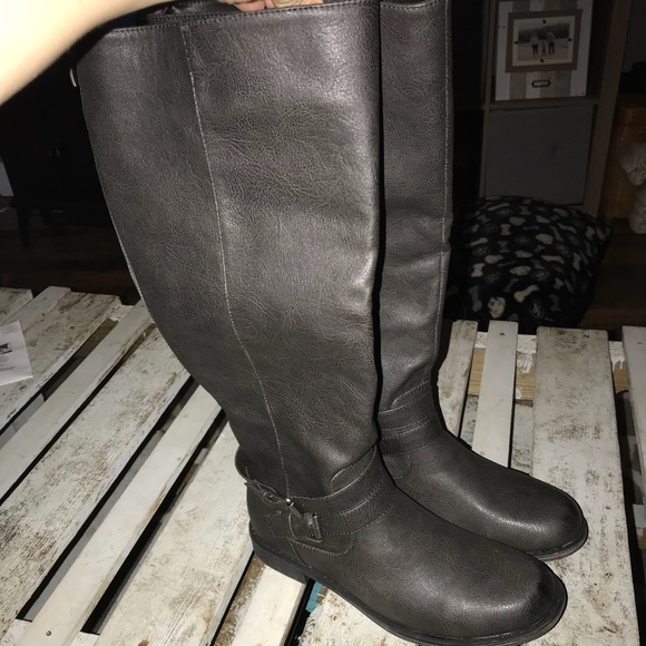 JustFab | Shoes | Calf High Black Zip Up Boots From Just Fab | Poshmark